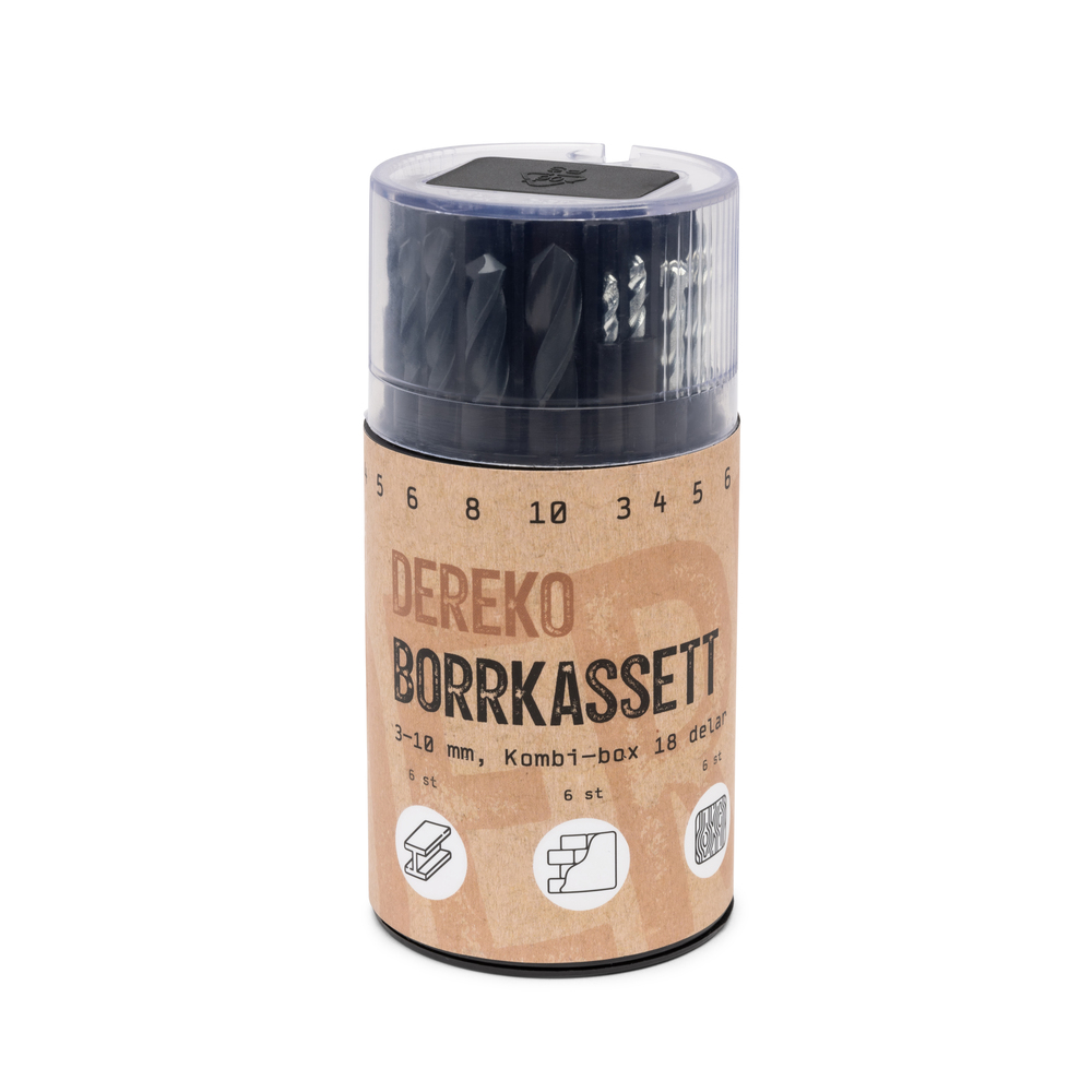 BORRKASSETT DEREKO 3-10MM KOMBI-BOX 18-DELAR | Derome